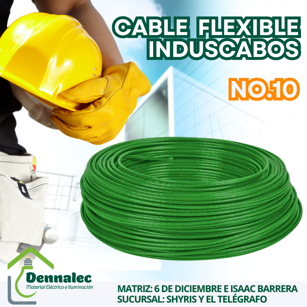 CABLE FLEXIBLE VERDE NO. 10 INDUSCABOS – Dennalec